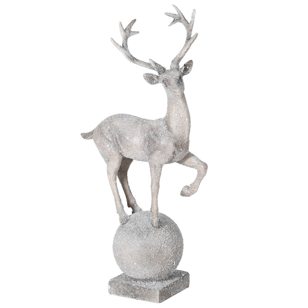 Frosted Grey Winter Stag on Ball – Lily Bloom Interiors